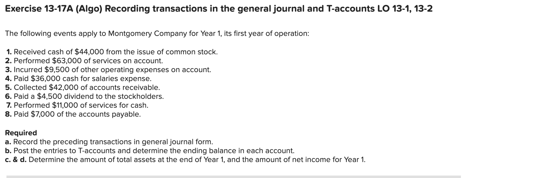Solved Exercise 13-17A (Algo) Recording transactions in the | Chegg.com