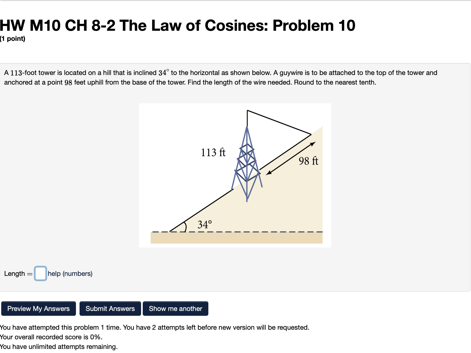 Solved HW M10 CH 8-2 The Law of Cosines: Problem 10 (1 | Chegg.com