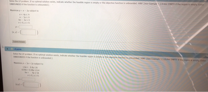 Solved egion is empty or the objective function is unbounded | Chegg.com
