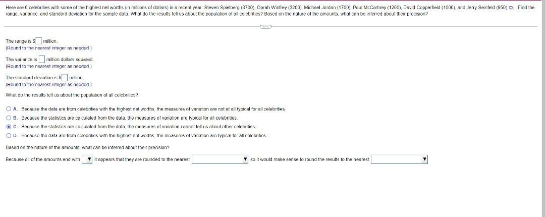 Solved Here are 6 celebrities with some of the highest net | Chegg.com