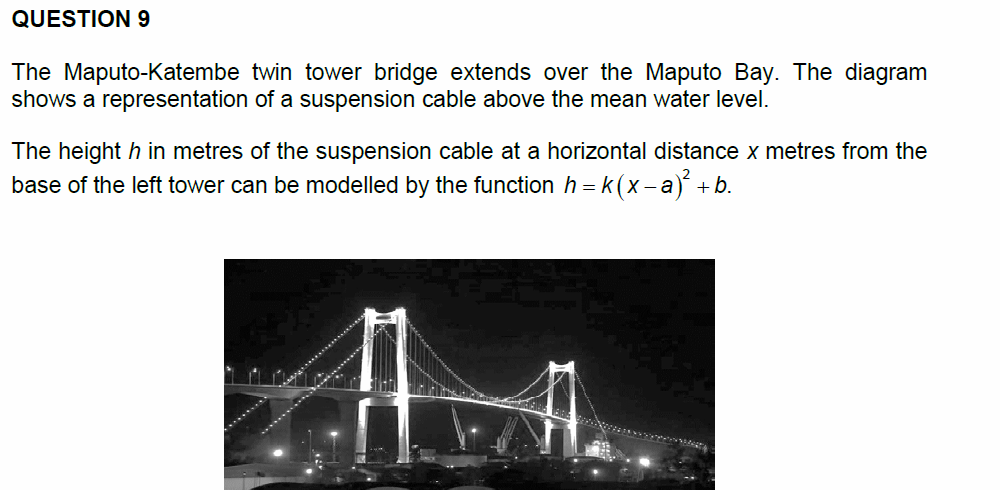 Solved The Maputo-Katembe twin tower bridge extends over the | Chegg.com