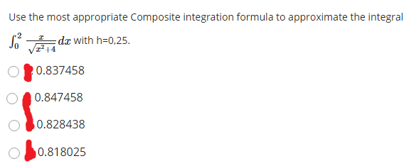 Solved Use the most appropriate Composite integration | Chegg.com