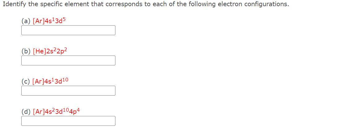 Solved Identify the specific element that corresponds to | Chegg.com
