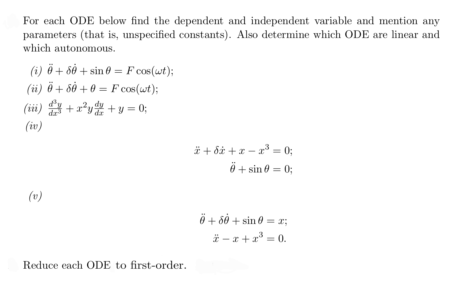 Solved For each ODE below find the dependent and independent | Chegg.com