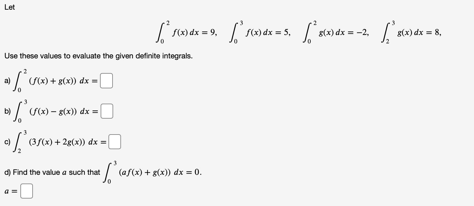 Solved Let 3 2 3 $'s f(x) dx = 9, L se f(x) dx = 5, 5 *()= , | Chegg.com