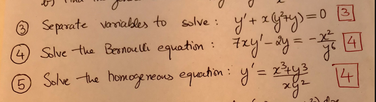 Solved (3) Separate variables to solve: y′+x(y2+y)=0 3 (4) | Chegg.com