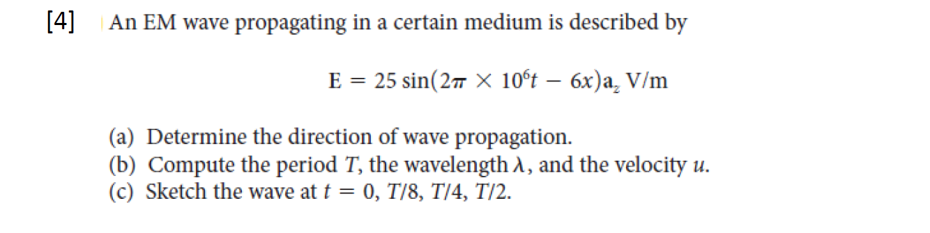 Solved 4] An EM wave propagating in a certain medium is | Chegg.com