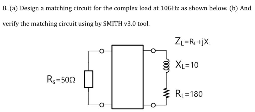 Solved 8. (a) Design a matching circuit for the complex load | Chegg.com