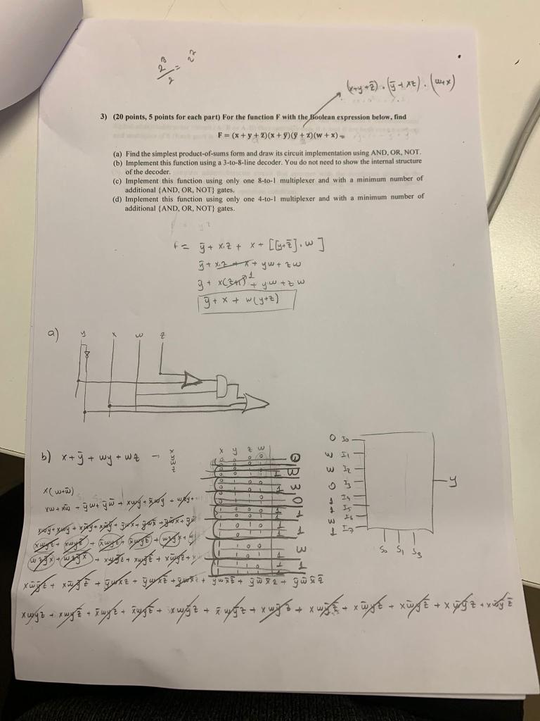Solved 3) (20 points, 5 points for each part) For the | Chegg.com