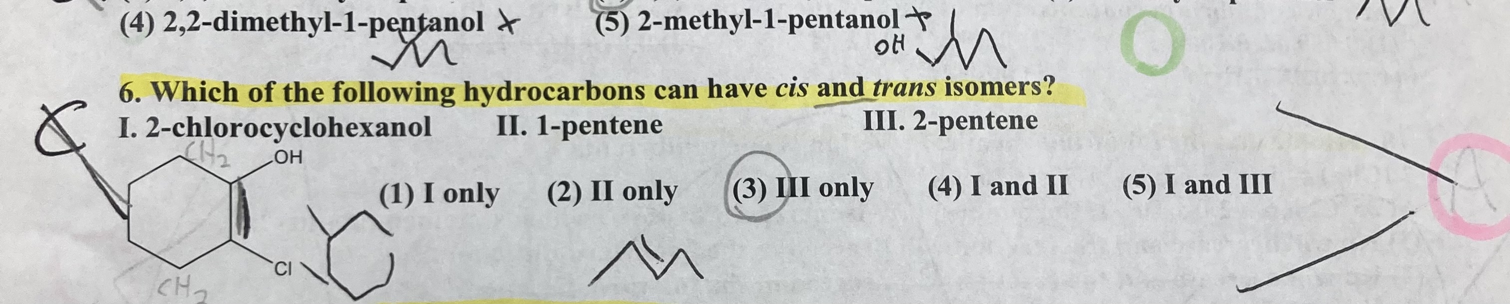 Solved (4) 2,2-dimethyl-1-pentanol x (5) 2-methyl-1-pentanol | Chegg.com