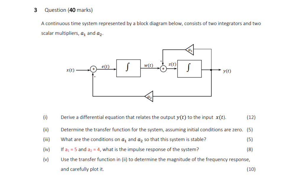 Solved 3 Question (40 marks) A continuous time system | Chegg.com