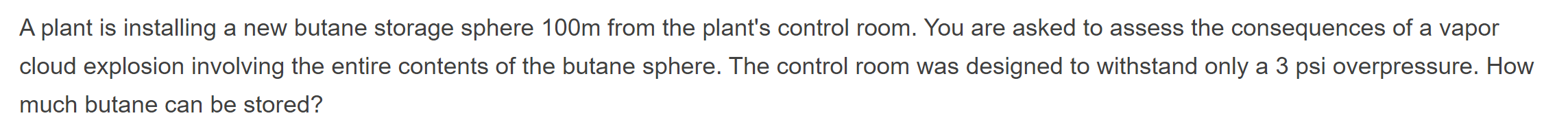 Solved A plant is installing a new butane storage sphere | Chegg.com