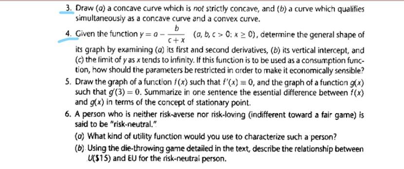 Solved 3. Draw (a) a concave curve which is not strictly | Chegg.com