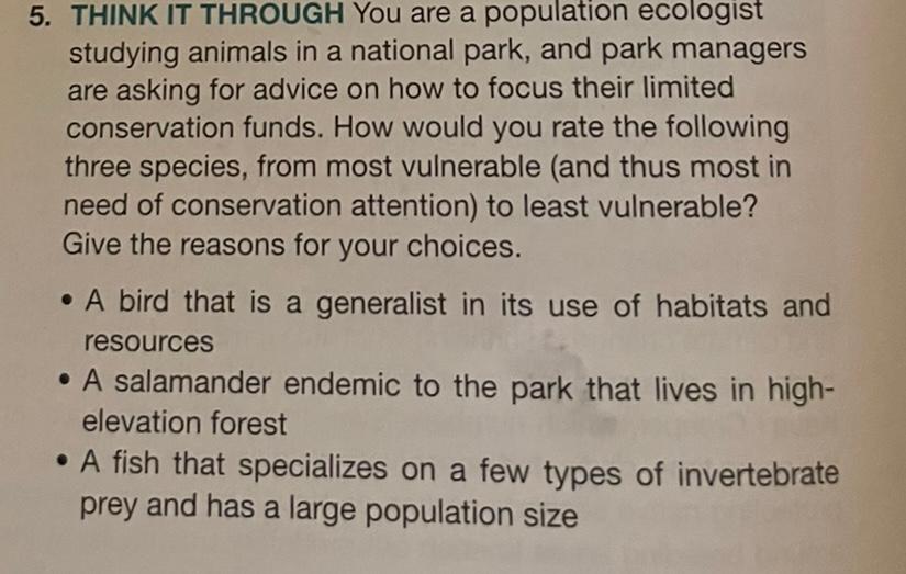 Solved studying animals in a national park, and park | Chegg.com