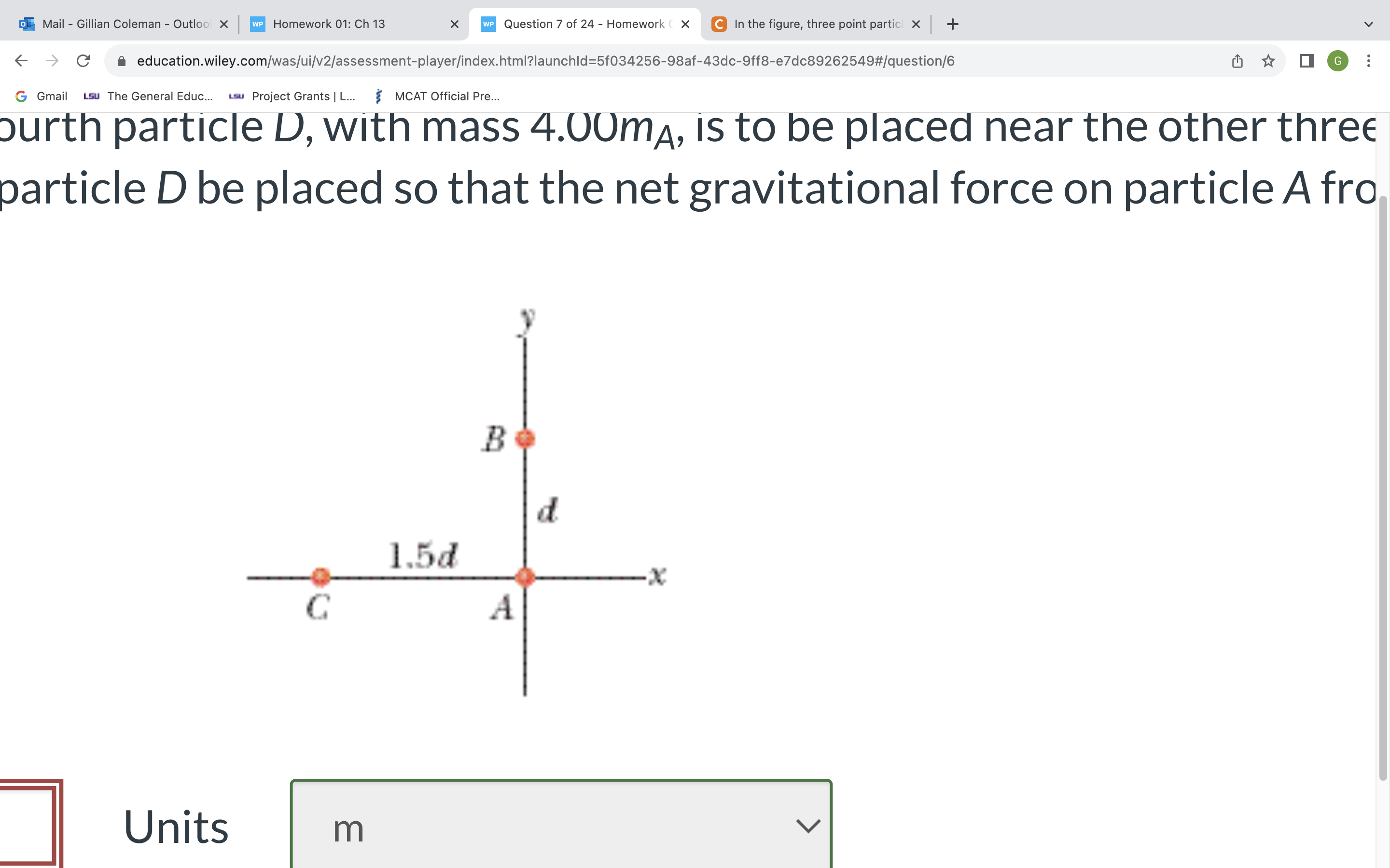 Solved In the figure, three point particles are fixed in | Chegg.com