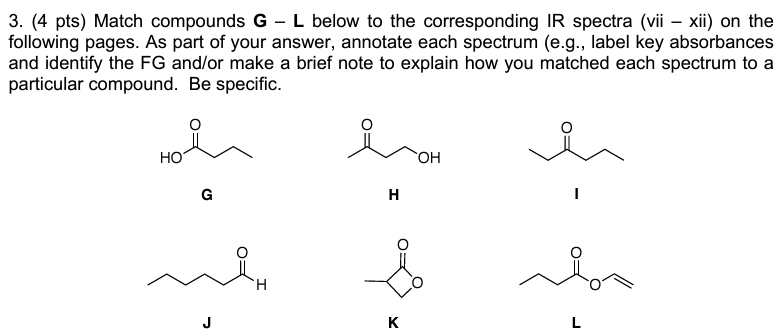 Solved 2. (4 pts) Match compounds A−F below to the | Chegg.com