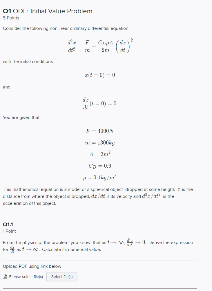 Solved Q1 ODE: Initial Value Problem 5 Points Consider the | Chegg.com