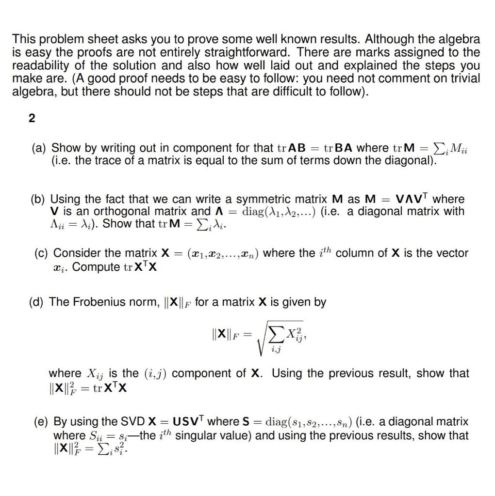 Solved This problem sheet asks you to prove some well known | Chegg.com