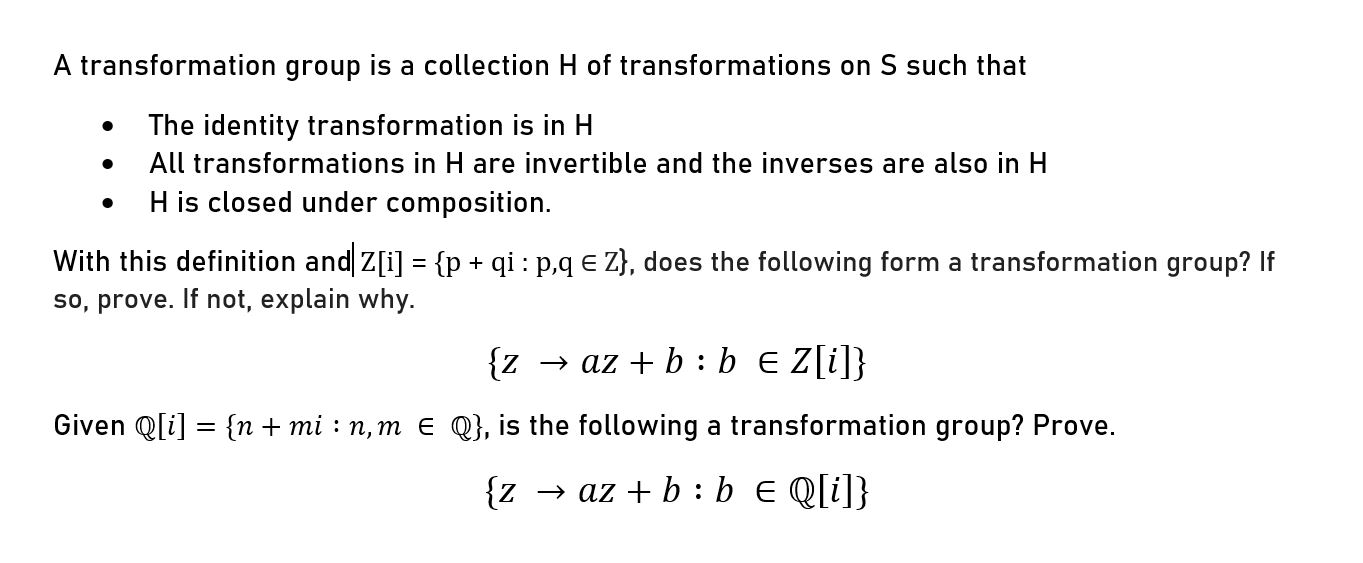A transformation group is a collection H of | Chegg.com