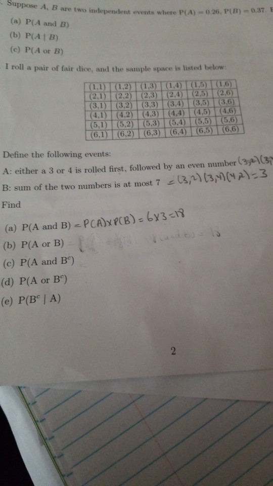 Solved How do I find P(A or B) and the rest of them. I am | Chegg.com
