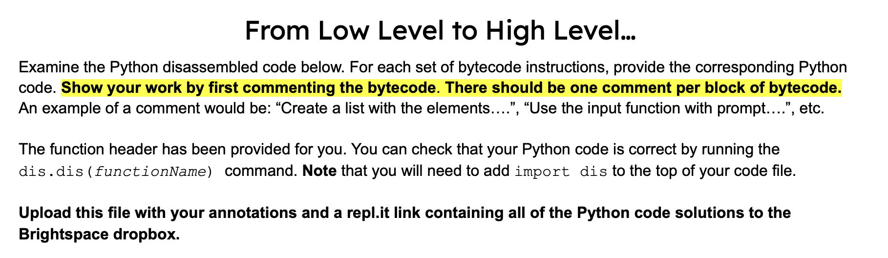 Solved From Low Level to High Level... Examine the Python | Chegg.com
