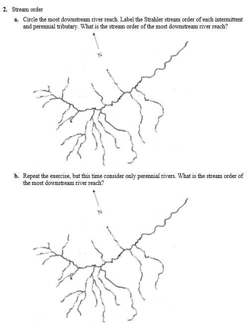 2. Stream order a. Circle the most downstream river | Chegg.com