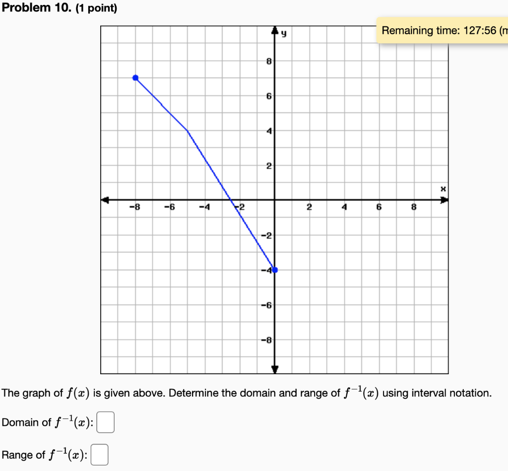 Solved Problem 10. (1 point) y Remaining time: 127:56 (m 8 6 | Chegg.com