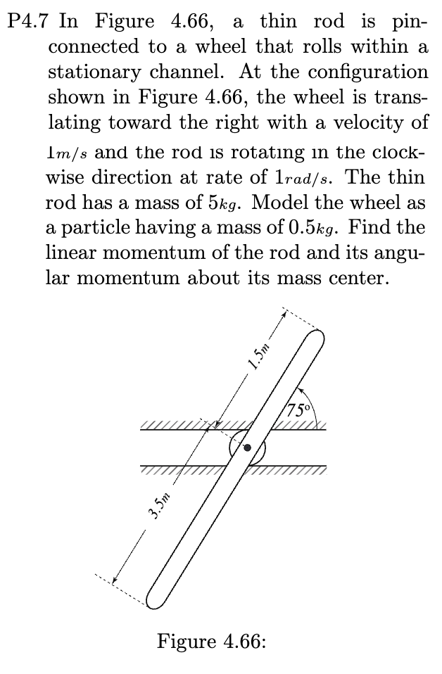 Solved P4.7 ﻿In Figure 4.66, ﻿a thin rod is pin-connected to | Chegg.com