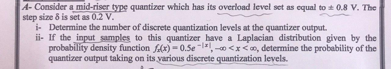 Solved A- Consider a mid-riser type quantizer which has its | Chegg.com
