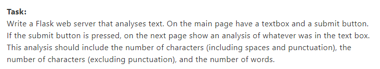Solved Task: Write a Flask web server that analyses text. On | Chegg.com