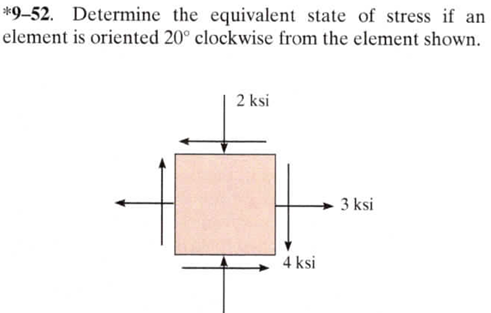 Solved *9-52. ﻿Determine the equivalent state of stress if | Chegg.com