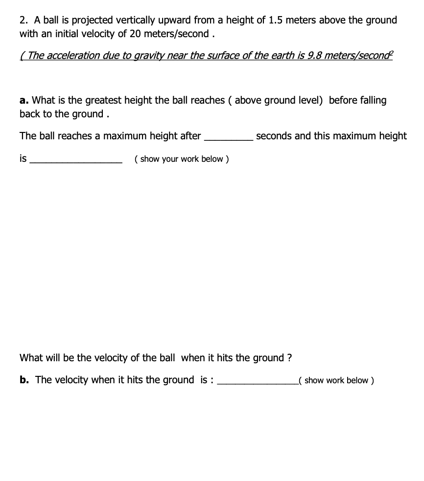 Solved A ball is projected vertically upward from a height | Chegg.com