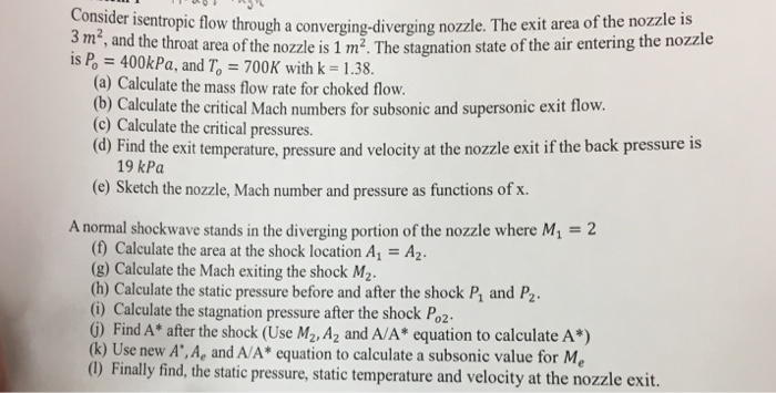 Solved Consider isentropic flow through a | Chegg.com