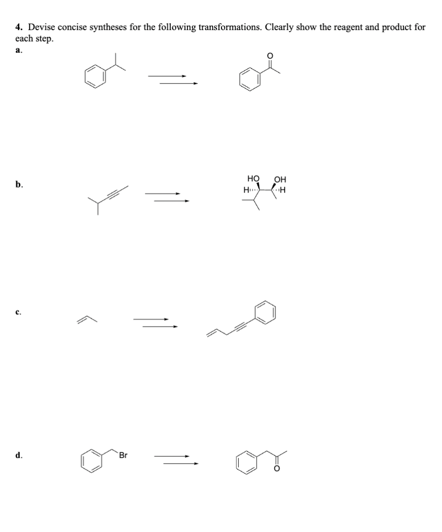 Solved 4. Devise concise syntheses for the following | Chegg.com