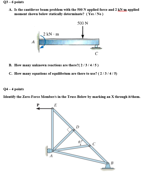 Solved Q3 - 6 points A. Is the cantilever beam problem with | Chegg.com