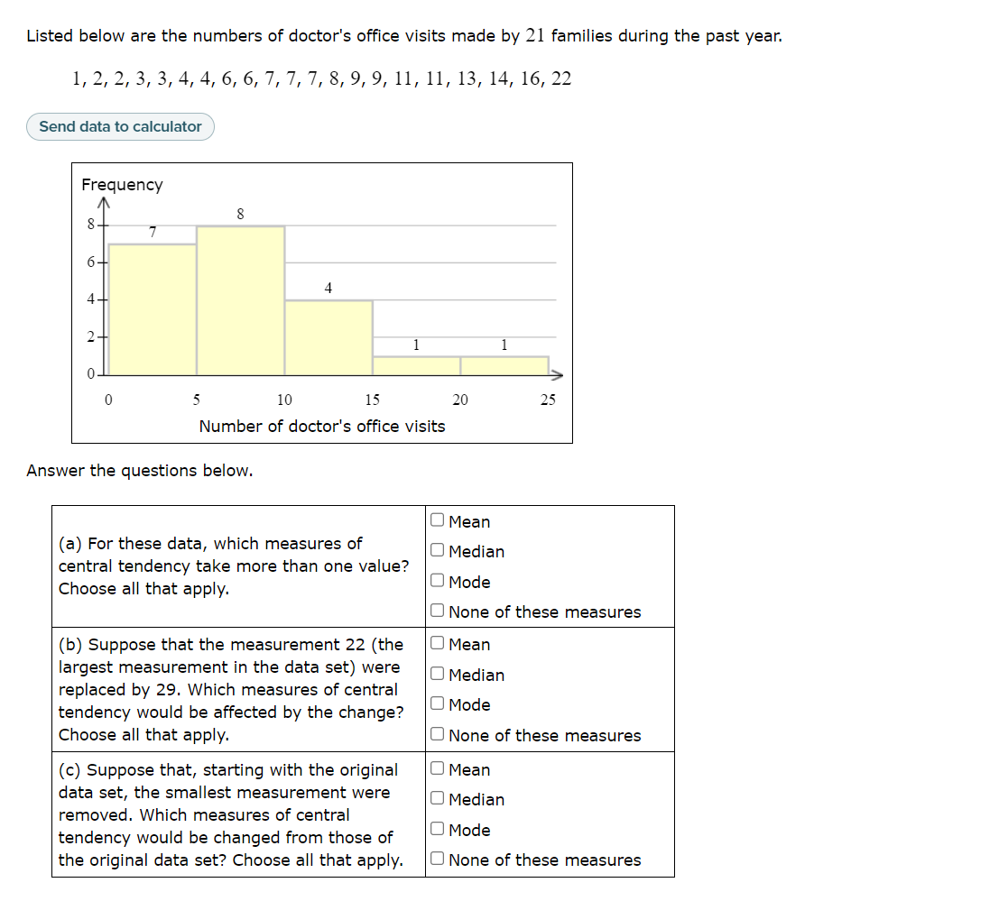 Solved Listed below are the numbers of doctor's office | Chegg.com