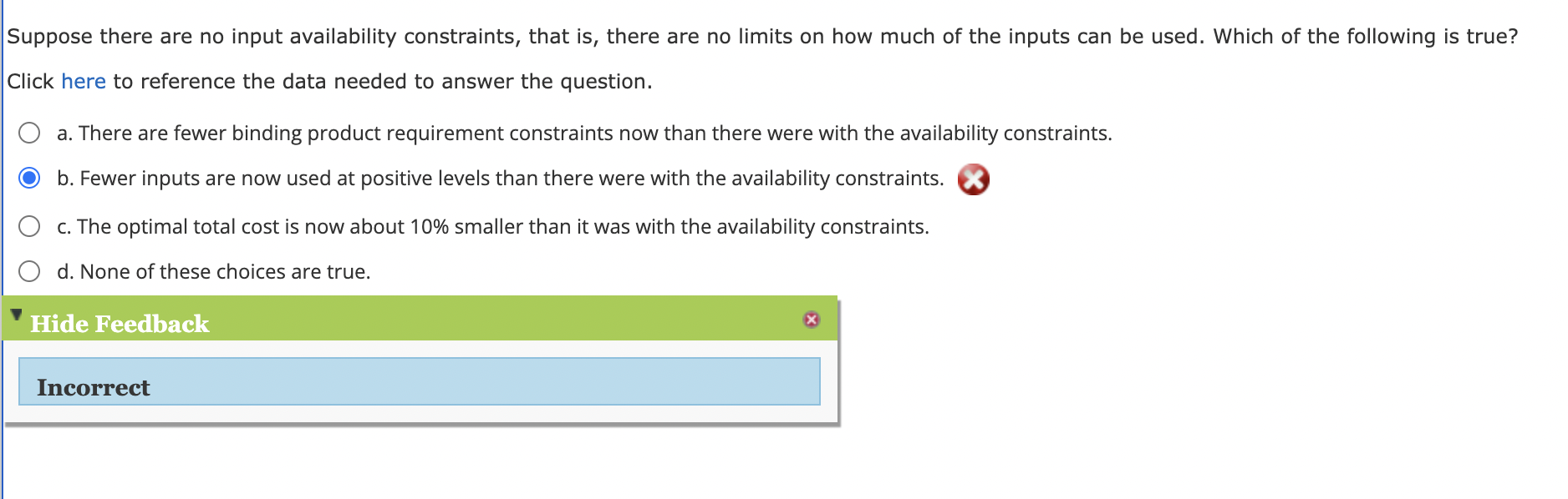 Solved Suppose there are no input availability constraints, | Chegg.com