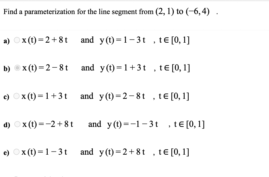 Solved Find a parameterization for the line segment from \\( | Chegg.com