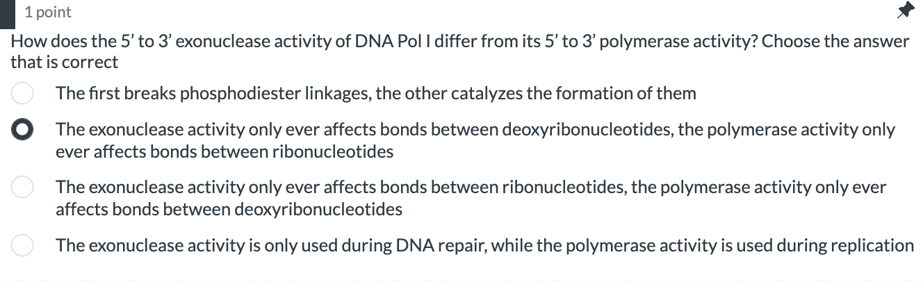 Solved How does the 5′ to 3′ exonuclease activity of DNA Pol | Chegg.com