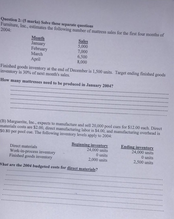 Solved Question 2: (5 marks) Solve these separate questions | Chegg.com