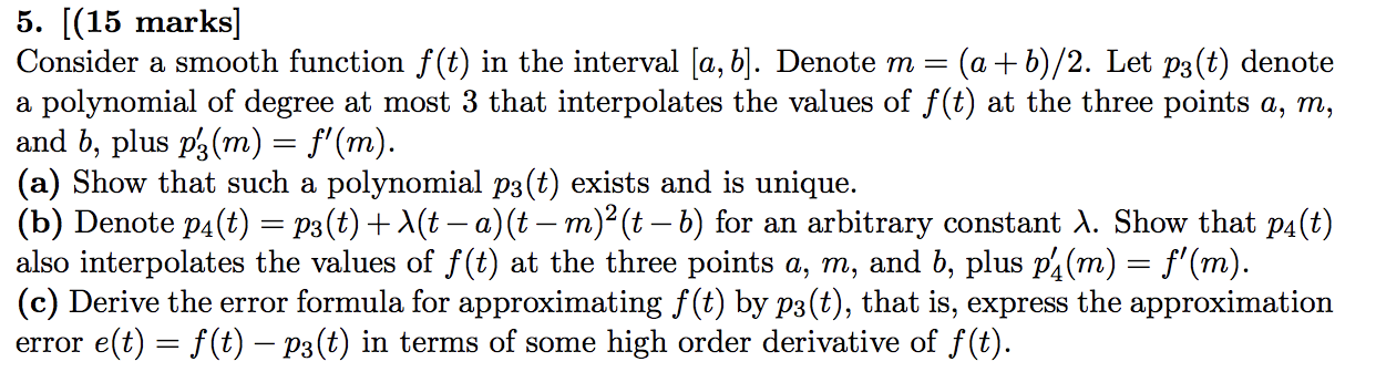 Solved 5. [(15 marks] Consider a smooth function f(t) in the | Chegg.com