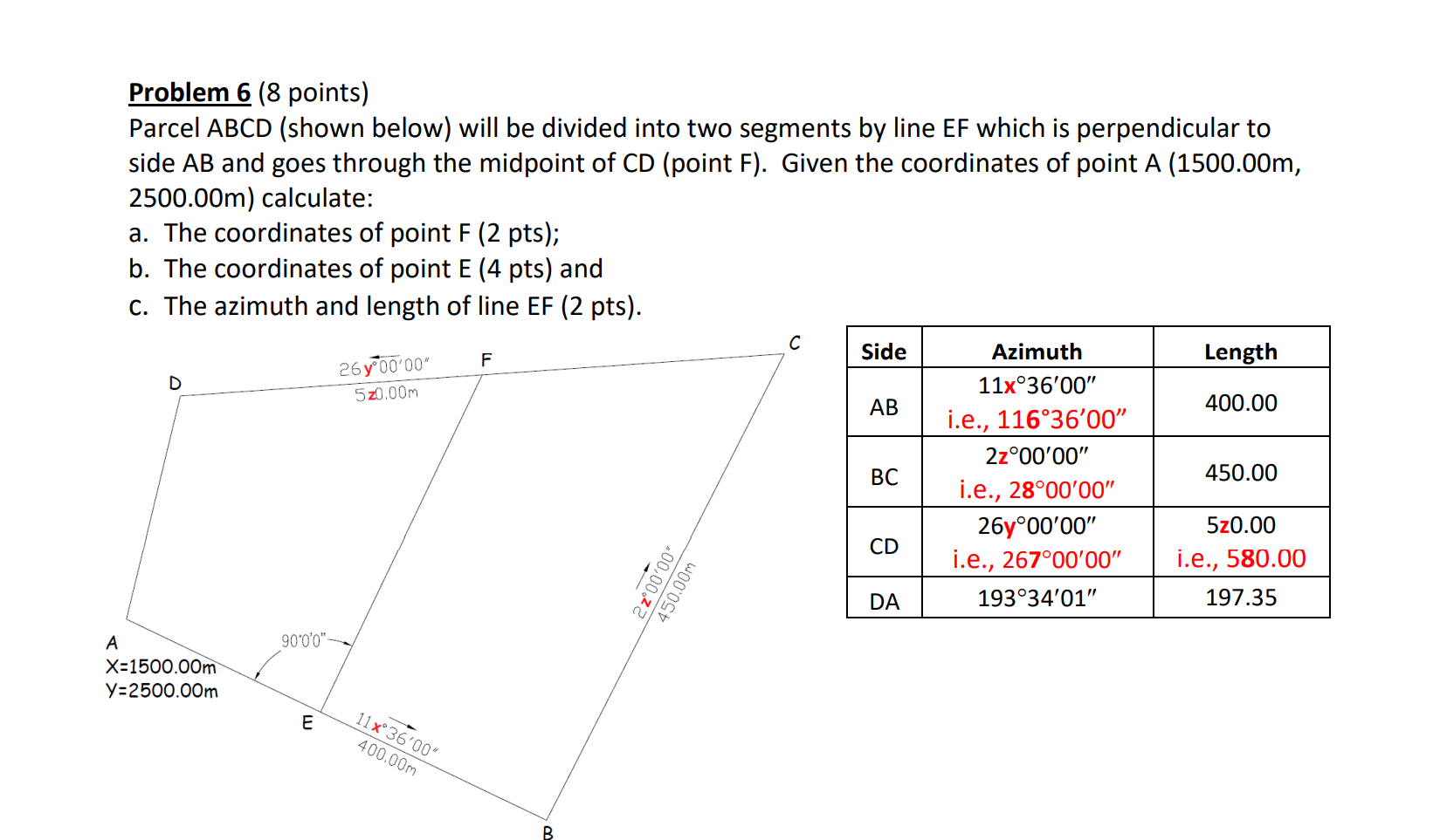 Solved с F Problem 6 (8 points) Parcel ABCD (shown below) | Chegg.com