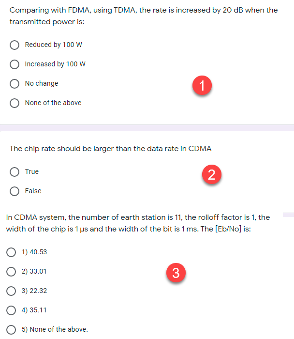 Solved Comparing with FDMA, using TDMA, the rate is | Chegg.com