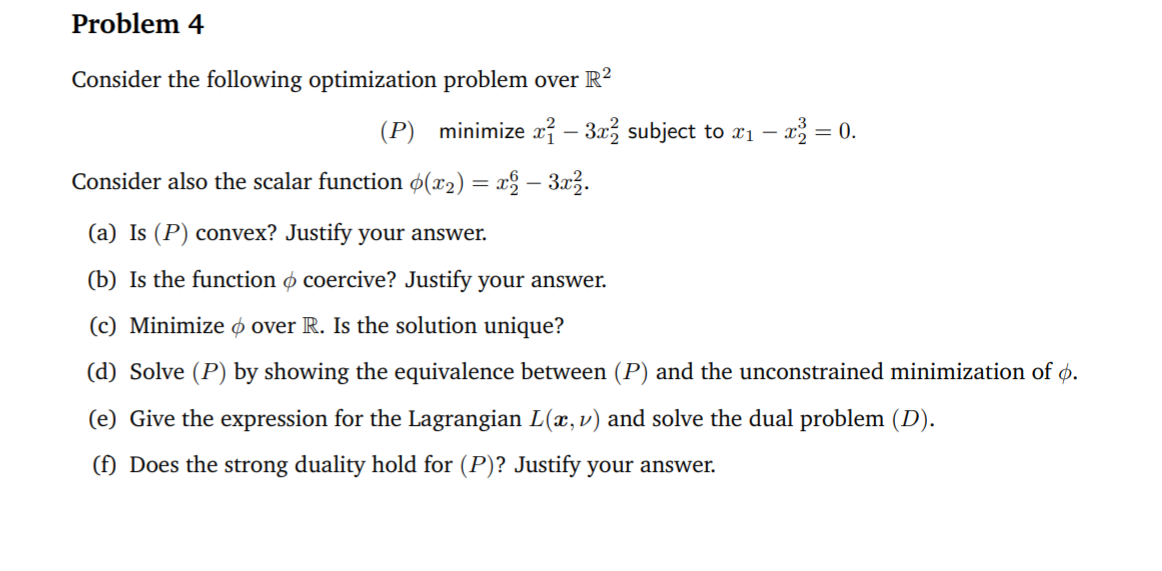Solved Problem 4 Consider the following optimization problem | Chegg.com