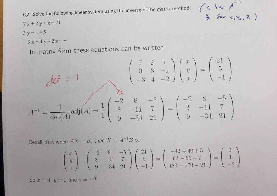 Solved Q2. Solve the following linear system using the | Chegg.com