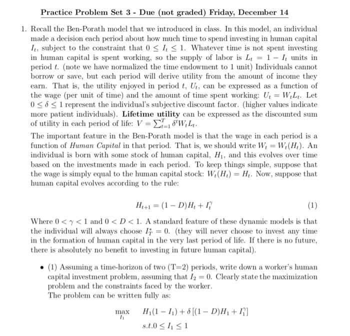 Practice Problem Set 3 - Due (not graded) Friday, | Chegg.com