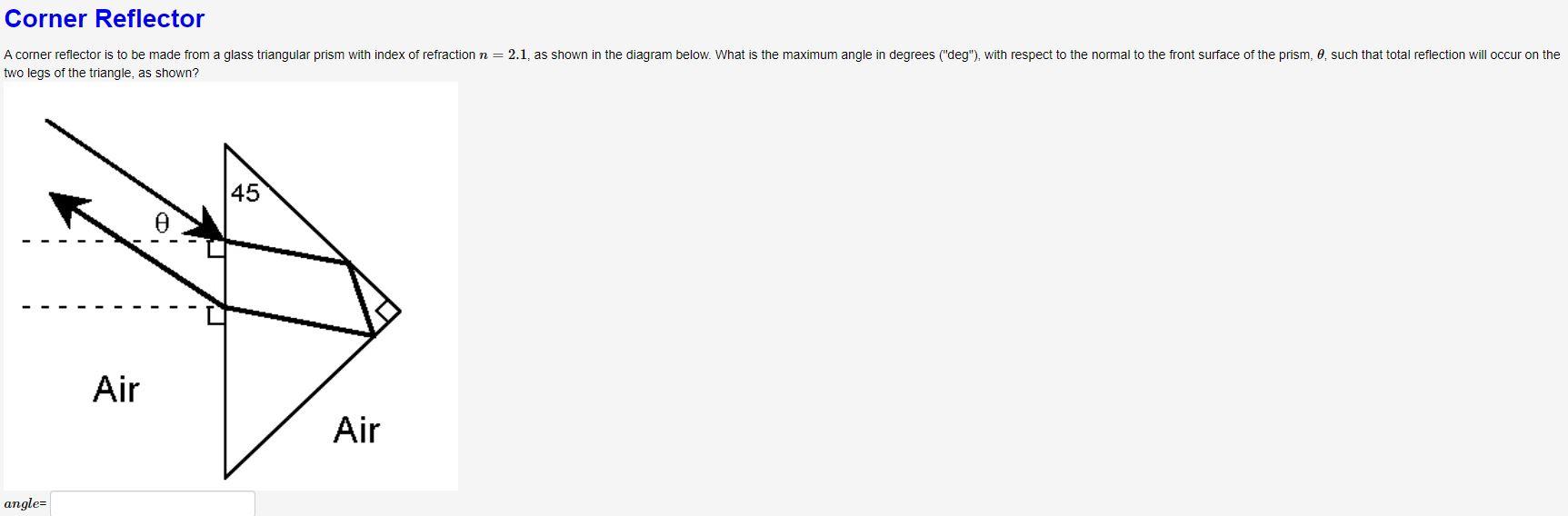 Solved Corner Reflector A corner reflector is to be made | Chegg.com