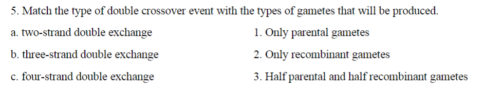 Solved 5. Match the type of double crossover event with the | Chegg.com