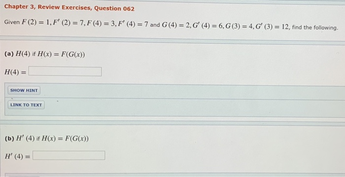 Solved Chapter 3, Review Exercises, Question 062 Given F | Chegg.com