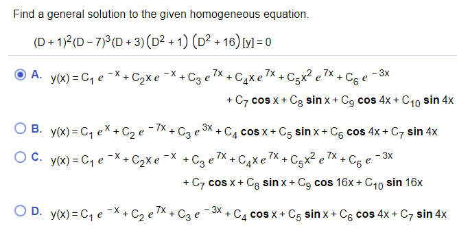 Solved HW question: find a general solution to the given | Chegg.com